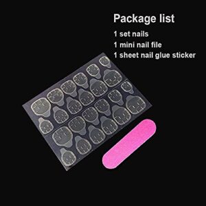 Coolnail Reuseable Shiny Press on Fake Nails Dark Pink Square Short Gel Cover False Fingernails Manicure Art Tips 24pc for Women and Girl