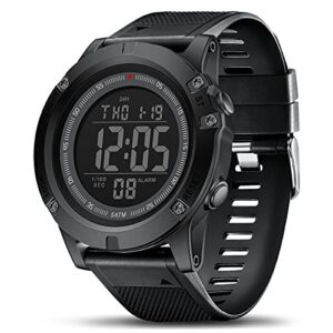 golden hour huge big size men's digital sport watches waterproof military tactical style with dark led backlight and black rubber strap 50mm big face watch for men