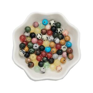 GangGangHao 750pcs 6mm Real Natural Round Stone Beads Smooth Crystals Loose Gemstone Multi Color Mixed DIY for Jewelry Making(6mm,15 Color Mix-S1)