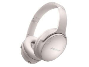 bose quietcomfort 45 wireless bluetooth noise cancelling headphones, over-ear headphones with microphone, personalized noise cancellation and sound, white smoke