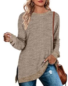 weeso crew neck sweatshirts hoodies for women tunic tops for leggings coffee large