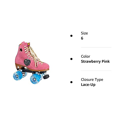 Moxi Skates - Malibu Barbie Limited Edition - Fun and Fashionable Womens Quad Roller Skate | Strawberry Pink | Size 7