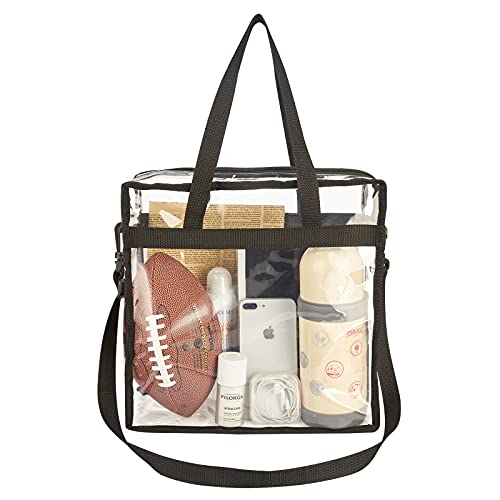 NATURAL STYLE Clear Tote Bag Stadium Security Approved, See Through Clear Handbag Purse Bag for Work, Beach, Stadium, Makeup, Cosmetics