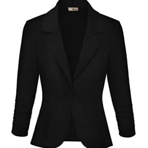 Women's Casual Work Office Blazer Jacket JK1131 SLPBLK M