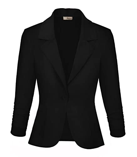 Women's Casual Work Office Blazer Jacket JK1131 SLPBLK M