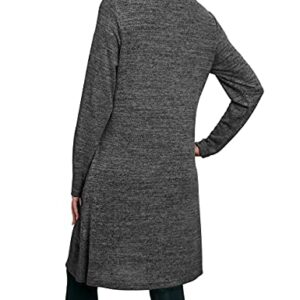 OFEEFAN Long Sleeve Dress Tunics for Women to Wear with Leggings Dark Grey L