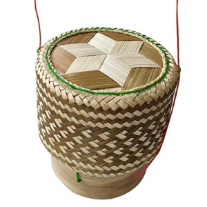 heavens tvcz serving basket bamboo sticky ''kra-tip'' thai laos rice handmade traditional weave wickerwork vegetable based dye serving travel picnic keeping rice after steaming keep sticky rice warm