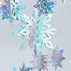 OuMuaMua 15pcs Winter Christmas Hanging Snowflake Decorations, 3D Holographic Snowflakes for Christmas Winter Wonderland Decorations Frozen Birthday New Year Party Home Decorations