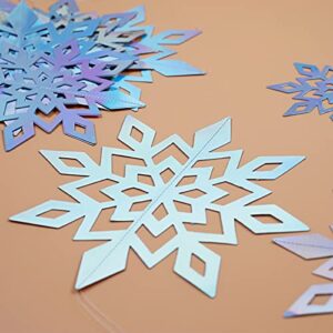 OuMuaMua 15pcs Winter Christmas Hanging Snowflake Decorations, 3D Holographic Snowflakes for Christmas Winter Wonderland Decorations Frozen Birthday New Year Party Home Decorations