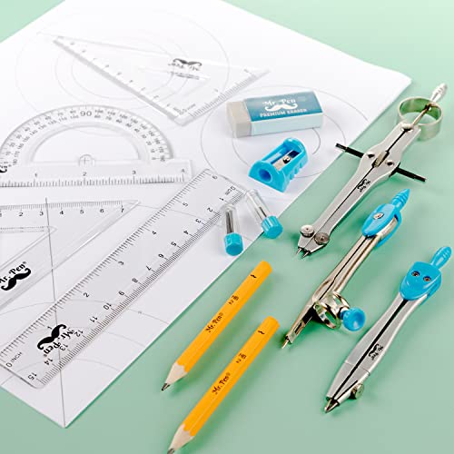 Mr. Pen- Geometry Set, 13 pcs, Compass for Geometry, Protractor Set, Geometry Kit Set with Shatterproof Storage Box, Geometry Kit, Drawing Tools, Drafting Set, Drafting Tools & Drafting Kits (Blue)