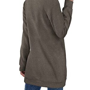 Sweatshirts for Women Long Sleeve V Neck Loose Tops Grey Coffee M