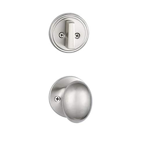 NB_Hardware 2PACK Double Door Lockset Entry Modern Handleset with Oval Knob Door Handle Satin Nickel Finish Reversible for Right and Left Handed(2 Pack(Keyed & Dummy Lockset))