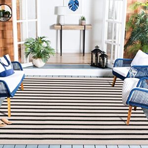 LEEVAN Black and White Striped Outdoor Area Rug 4x6 ft Patio Rugs Washable Woven Cotton Boho Living Room Rug Farmhouse Collection Large Floor Carpet for Courtyard/Bedroom