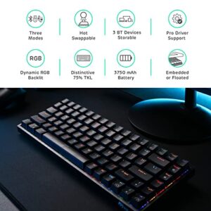 RK ROYAL KLUDGE RK84 Wireless RGB 75% Triple Mode BT5.0/2.4G/USB-C Hot Swappable Mechanical Keyboard, 84 Keys Bluetooth Gaming Keyboard w/High-Capacity Battery, Quiet Red Switch