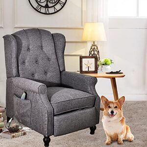 samery wingback recliner chair with massage and heat- accent chair push back chair for living room bedroom, tufted comfy reclining arm chair sofa, reading, napping