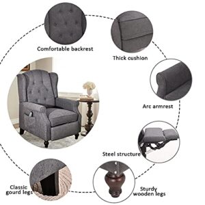 SAMERY Wingback Recliner Chair with Massage and Heat- Accent Chair Push Back Chair for Living Room Bedroom, Tufted Comfy Reclining Arm Chair Sofa, Reading, Napping