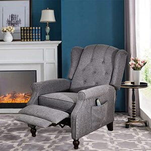 SAMERY Wingback Recliner Chair with Massage and Heat- Accent Chair Push Back Chair for Living Room Bedroom, Tufted Comfy Reclining Arm Chair Sofa, Reading, Napping