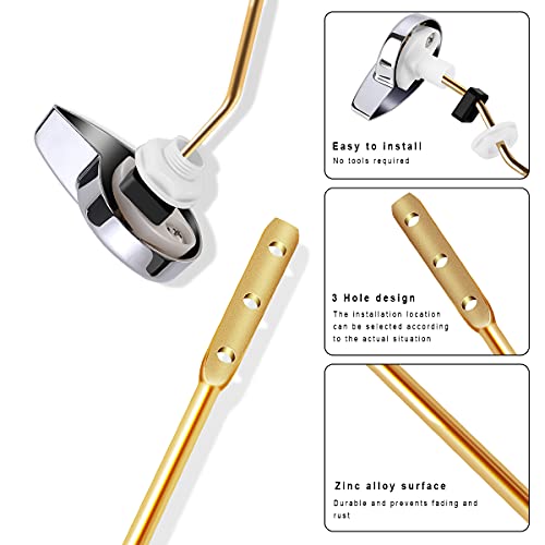 PDFans Toilet Tank Flush Lever Replacement, 2pcs Toilet Handle Replacement Trip Levers, Universal Side Mount Toliet Tank Lever Fits Most Toilets, Chrome Finish