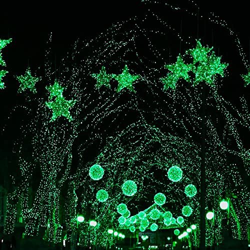 Twinkle Star 2 Pack Outdoor Solar String Lights, 39.4 FT 120 LED Solar Powered Christmas Decorative Fairy Lights with 8 Modes, Waterproof Light for St. Patrick¡¯s Day Patio Yard Wedding Party, Green