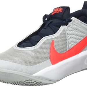 Nike Kid's Team Hustle D10 (GS) Basketball Shoe (4.5, Light Smoke Grey/Bright Crimson, Numeric_4_Point_5)