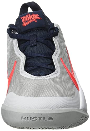 Nike Kid's Team Hustle D10 (GS) Basketball Shoe (4.5, Light Smoke Grey/Bright Crimson, Numeric_4_Point_5)