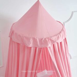 Hommi Lovvi Bed Canopy for Girls, Dreamy Frills Ceiling Hanging Princess Canopy Bedroom Decoration Soft Canopy Net Reading Nook, Extra Large Full Queen Size Bed Canopies - Pink