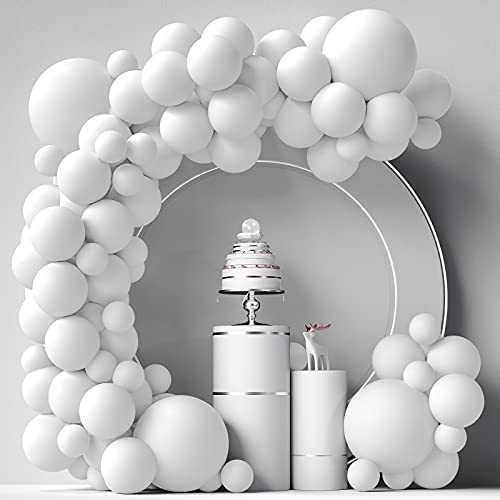 White Balloons 84 pcs White Balloons Garland Arch Kit 5 inch +12 inch +18 inch Pastel White Balloons Happy Birthday Balloons Baby Shower Decorations Wedding Balloons