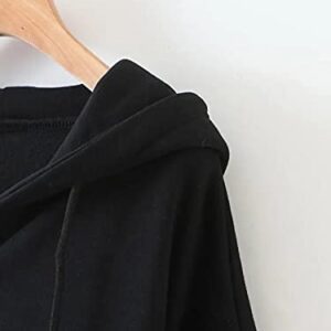 Meladyan Women Oversized Solid Zip Up Hoodie Drawstring Hooded Long Sleeve Fleece Vintage Sweatshirts Jackets Pockets 90s Black