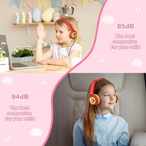 ELECDER i43 Kids Headphones with Microphone 85dB 94dB Volume Limited 3.5mm Jack Foldable Adjustable Wired On Ear Headphones for Children Girls Boys Teens Cellphones PC Kindle School Tablet Red/Yellow