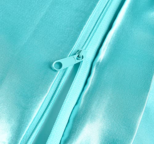 Alexandra's Secret Home Collection Satin Pillowcase for Hair and Skin, Pack of 2 - Feels Like Real Silk Pillow Cover - Satin Pillow Cases Set of 2 with Zipper Closure (Aqua, Standard)