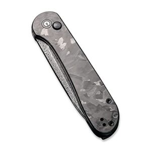 CIVIVI Pocket Folding Knife with 3.47" Damascus Blade Marble Carbon Fiber Handle, Button Lock Elementum Knife for EDC C2103DS-3