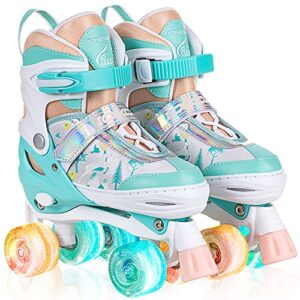 iokdad roller skates for kids girls boys, 4 sizes adjustable toddler kids roller skates with light up wheels for indoor and outdoor