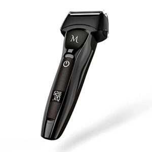 Memorism Multifunction Men’s Grooming Kit - Foil Shaver 4-Attachment Body Hair, Nose, Beard Trimmer with Adjustable Guard Heights - Rechargeable with LED Display Blizz GS5 (Black)