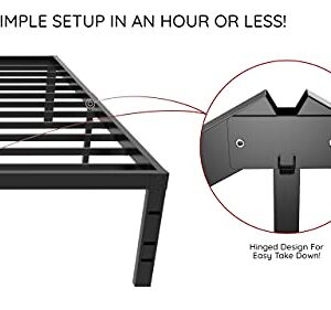 Koi Housewares 18 Inch Steel Bed Frame, Reinforced Platform, 3000 Pounds, Heavy Duty, Easy Assembly, Steel Slats, Under The Bed Storage, California King