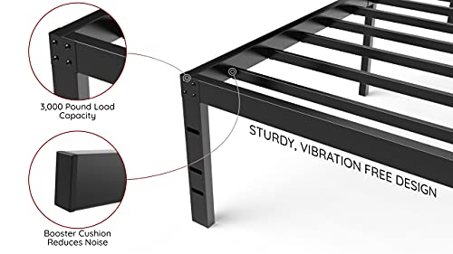 Koi Housewares 18 Inch Steel Bed Frame, Reinforced Platform, 3000 Pounds, Heavy Duty, Easy Assembly, Steel Slats, Under The Bed Storage, California King