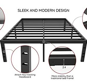 Koi Housewares 18 Inch Steel Bed Frame, Reinforced Platform, 3000 Pounds, Heavy Duty, Easy Assembly, Steel Slats, Under The Bed Storage, California King