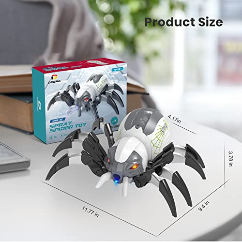 DEERC Remote Control Spider, Realistic Robot Spider with Spray and Lights, RC Big Boy Toys, Gifts for Kids, Easter Birthday Party Joke Pranks, Bot Black Widow Spider Real with Music Effect