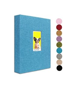 mini photo album 208 vertical photos - linen cover, photo album compatible with k-pop photocards, fujifilm instax mini film 7s 8 9 11, polaroid pic 300, hp sprocket, blue