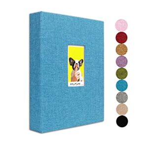 Mini Photo Album 208 Vertical Photos - Linen Cover, Photo Album Compatible with K-pop Photocards, Fujifilm Instax Mini Film 7s 8 9 11, Polaroid PIC 300, HP Sprocket, Blue