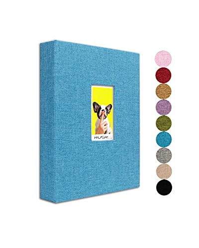 Mini Photo Album 208 Vertical Photos - Linen Cover, Photo Album Compatible with K-pop Photocards, Fujifilm Instax Mini Film 7s 8 9 11, Polaroid PIC 300, HP Sprocket, Blue