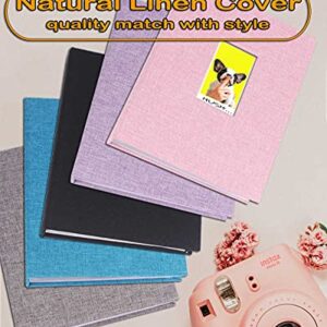 Mini Photo Album 208 Vertical Photos - Linen Cover, Photo Album Compatible with K-pop Photocards, Fujifilm Instax Mini Film 7s 8 9 11, Polaroid PIC 300, HP Sprocket, Blue