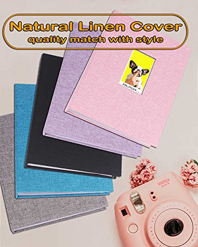 Mini Photo Album 208 Vertical Photos - Linen Cover, Photo Album Compatible with K-pop Photocards, Fujifilm Instax Mini Film 7s 8 9 11, Polaroid PIC 300, HP Sprocket, Blue