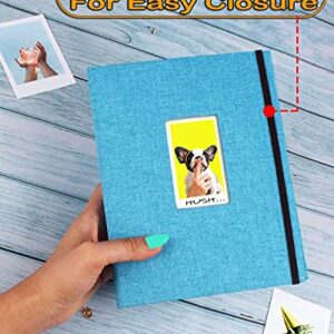 Mini Photo Album 208 Vertical Photos - Linen Cover, Photo Album Compatible with K-pop Photocards, Fujifilm Instax Mini Film 7s 8 9 11, Polaroid PIC 300, HP Sprocket, Blue