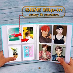 Mini Photo Album 208 Vertical Photos - Linen Cover, Photo Album Compatible with K-pop Photocards, Fujifilm Instax Mini Film 7s 8 9 11, Polaroid PIC 300, HP Sprocket, Blue