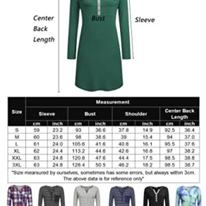 Ekouaer Women's Nightshirt Long Sleeve Button Down Nightgown V-Neck Sleepwear Pajama Dress Green