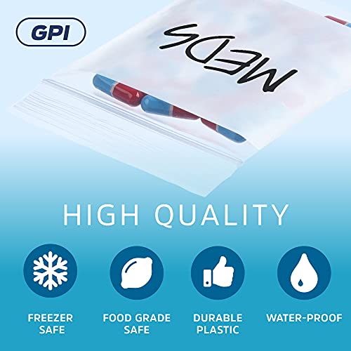 GPI - 2" x 3" - Bulk Pack of 100, 4 Mil Thick, Heavy Duty, Clear Plastic Reclosable Zip Bags, with Write-on White Block for Labeling, Strong & Durable Poly Baggies with Resealable Zipper Top Lock.