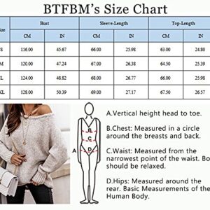 BTFBM Women Casual Long Sleeve Fall Sweaters Crew Neck Solid Color Soft Ribbed Knitted Oversized Pullover Loose Fit Jumper(Solid Apricot, Large)