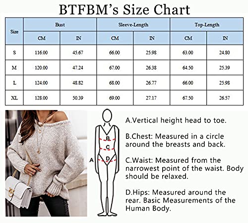 BTFBM Women Casual Long Sleeve Fall Sweaters Crew Neck Solid Color Soft Ribbed Knitted Oversized Pullover Loose Fit Jumper(Solid Apricot, Large)