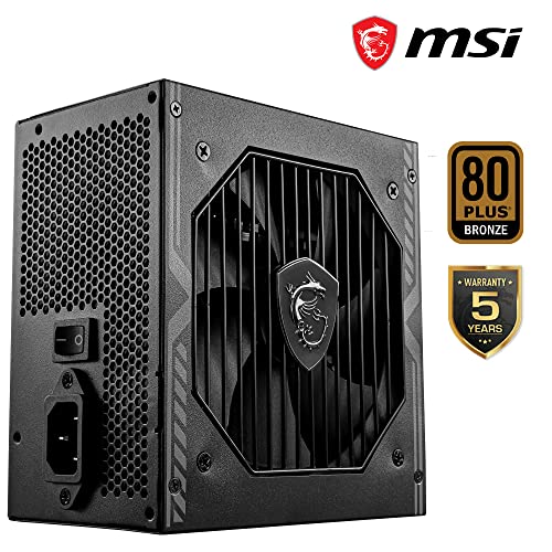 MSI MAG A550BN Gaming Power Supplyr - 80 Plus Bronze Certified 550W - Compact Size - ATX PSU