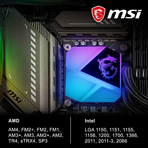 MSI MAG CoreLiquid C360 - AIO ARGB CPU Liquid Cooler - 360mm Radiator - LGA 1700 Ready - Triple 120mm ARGB PWM Fans ,Black